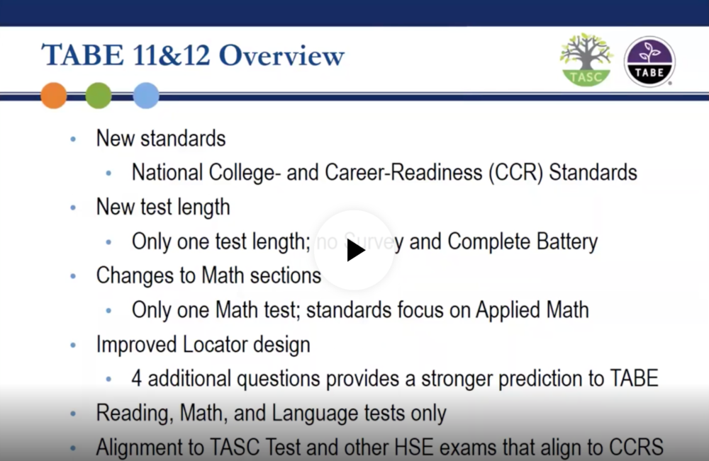 TABE 11 & 12 Best Practices Webinar | Tabetest